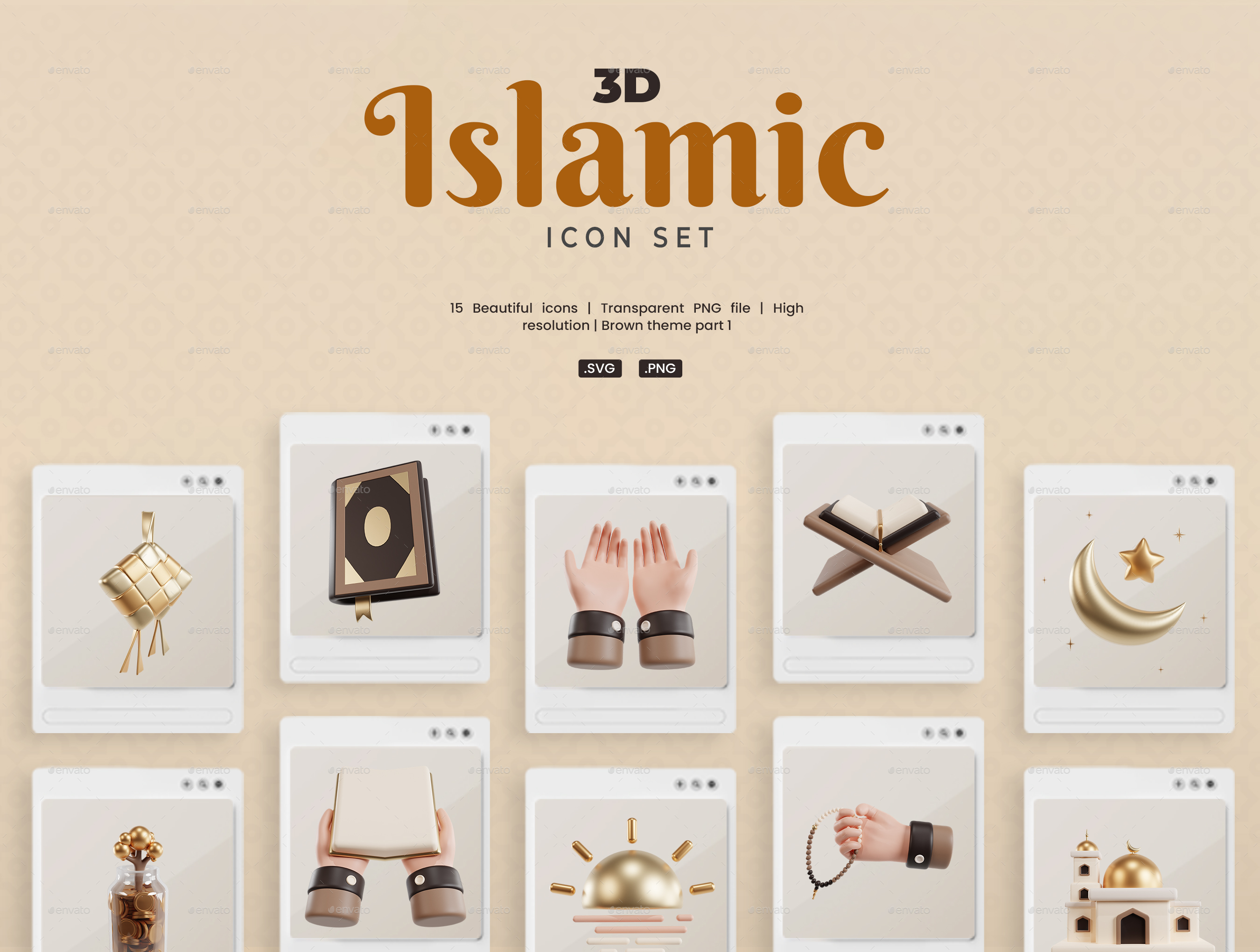 Islamic Themed 3D Icons: Aesthetic and Spiritual Designs for Your ...