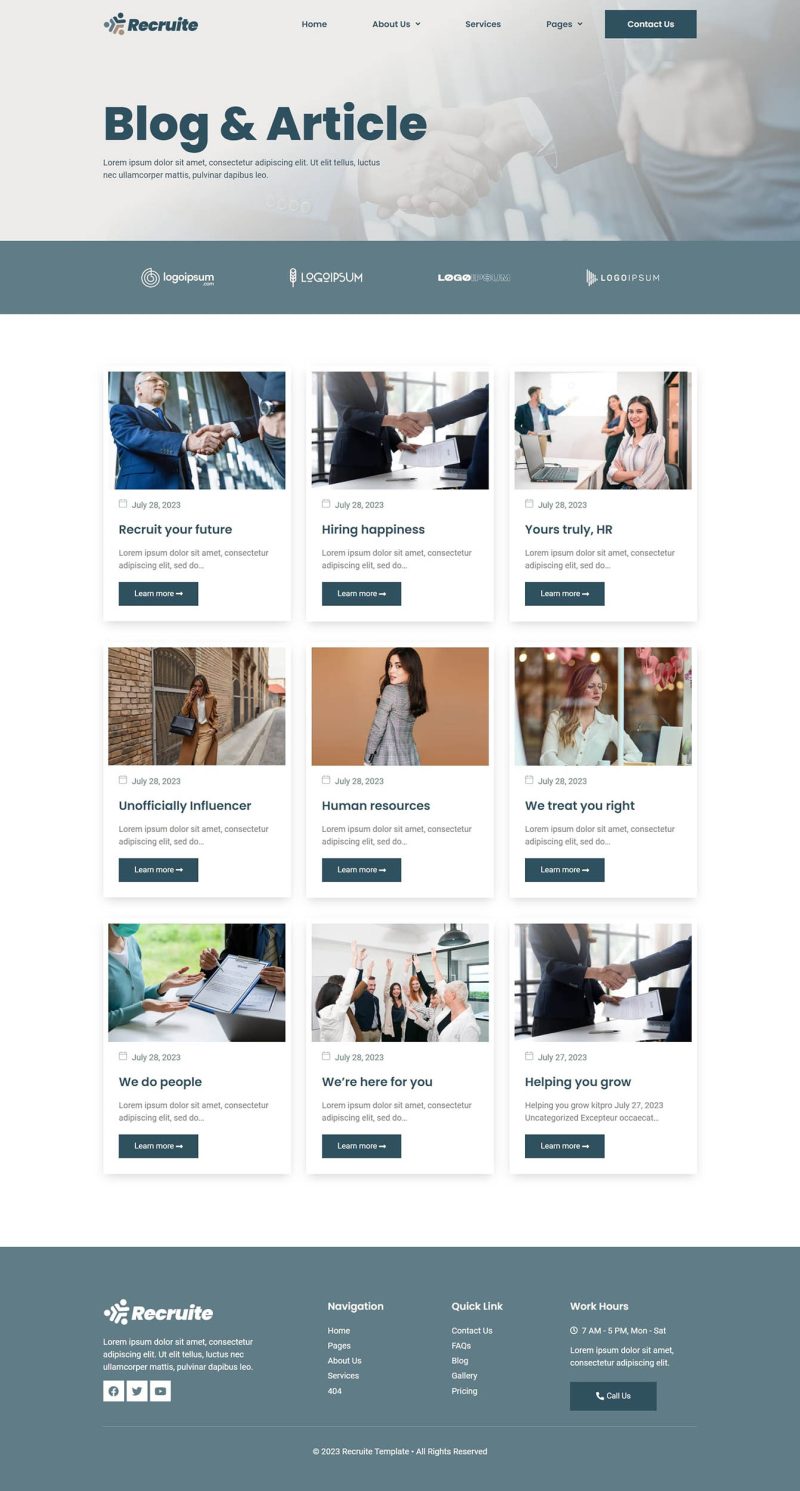 Recruite - Human Resources & Recruitment Elementor Template Kit by Kitpro