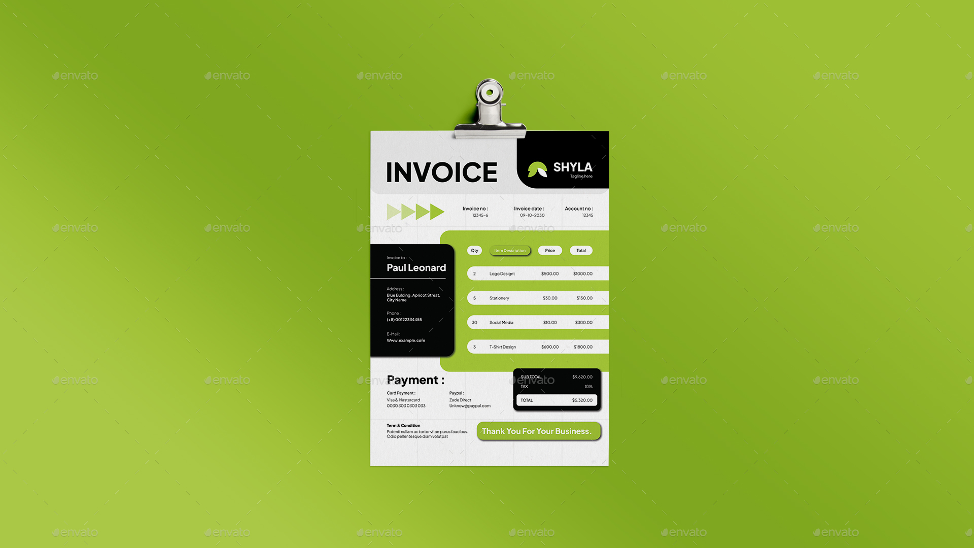 Green Modern Invoice, Print Templates | GraphicRiver