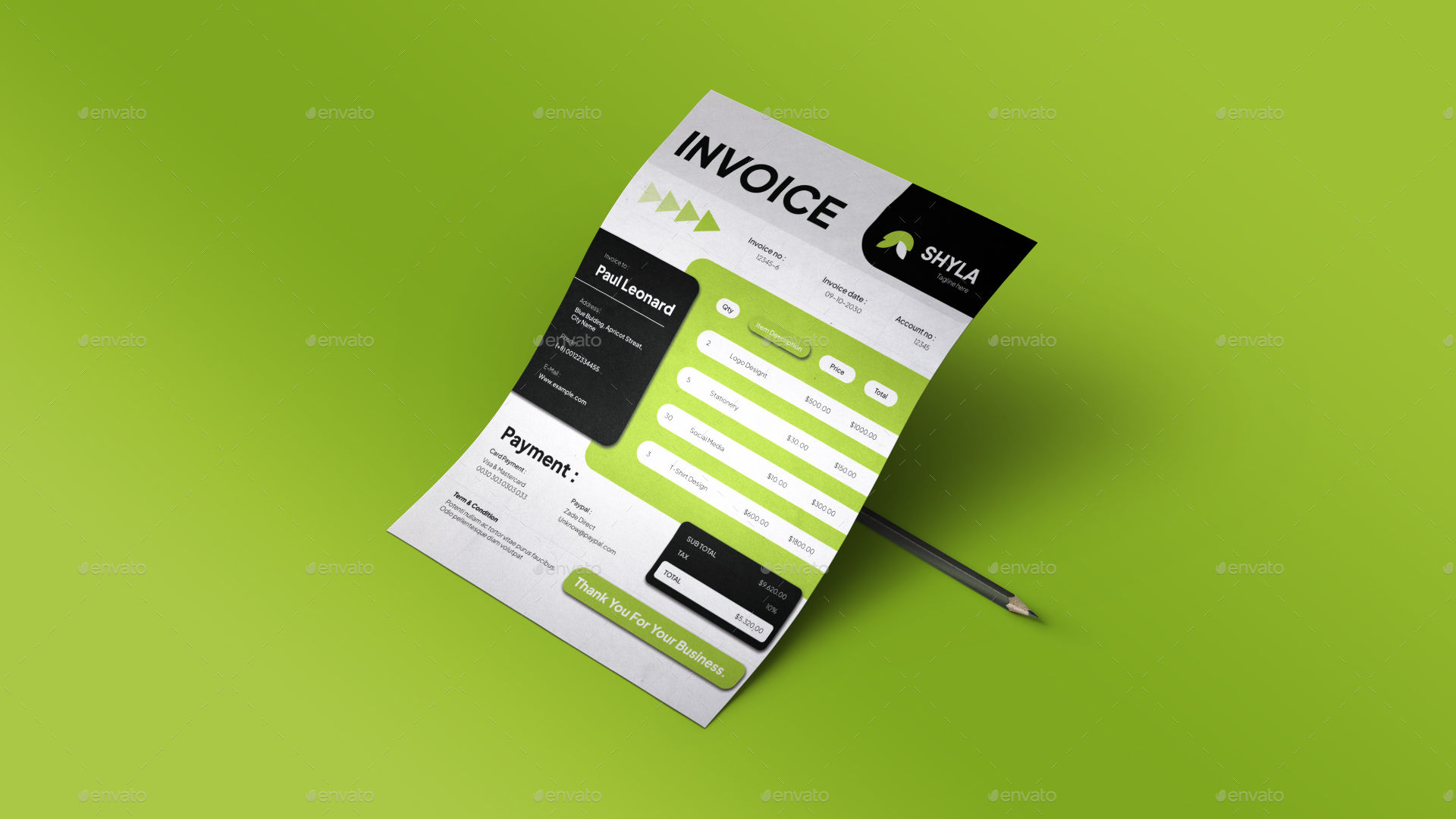 Green Modern Invoice, Print Templates | GraphicRiver