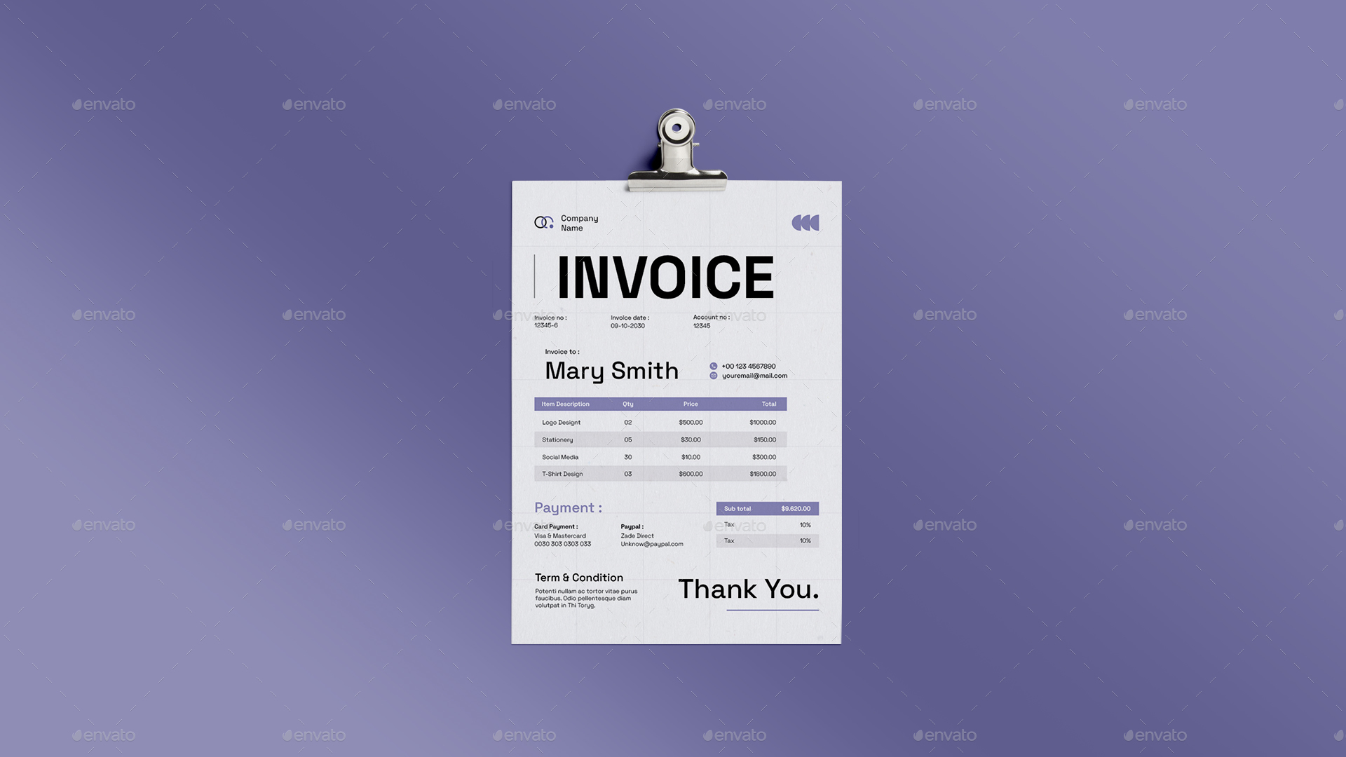 Purple Modern Invoice, Print Templates | GraphicRiver