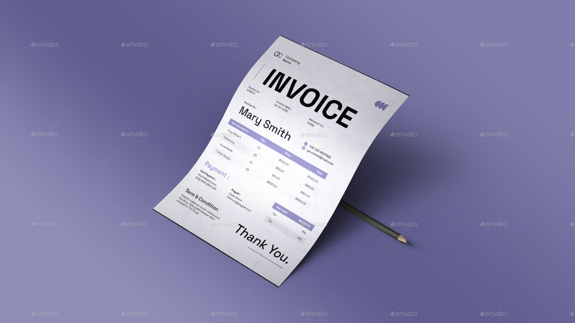 Purple Modern Invoice, Print Templates | GraphicRiver
