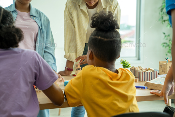 Pupils studying are working diligently and learning In classroom. Stock ...