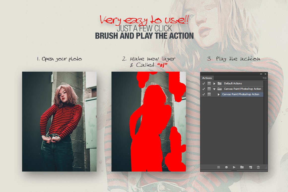 Canvas Paint Photoshop Action, Add-ons | GraphicRiver