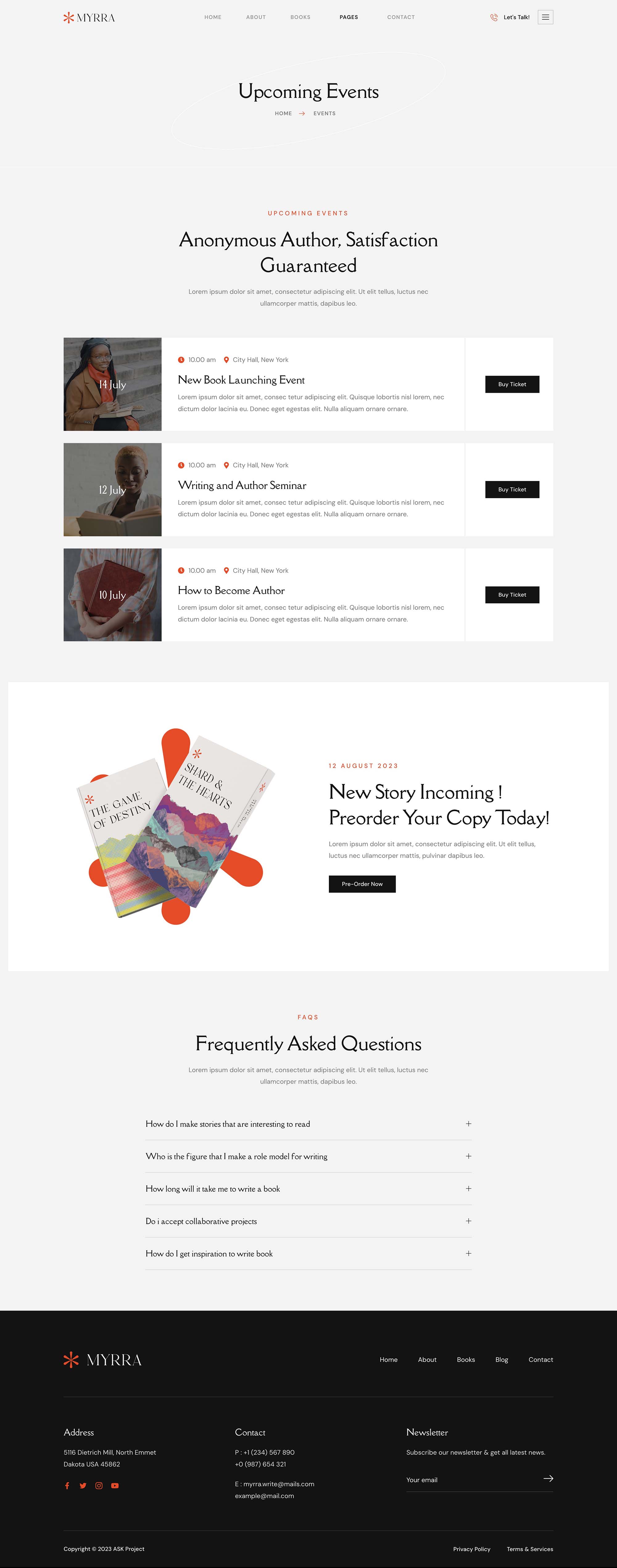 Myrra - Book Author & Writer Elementor Template Kit by askproject ...