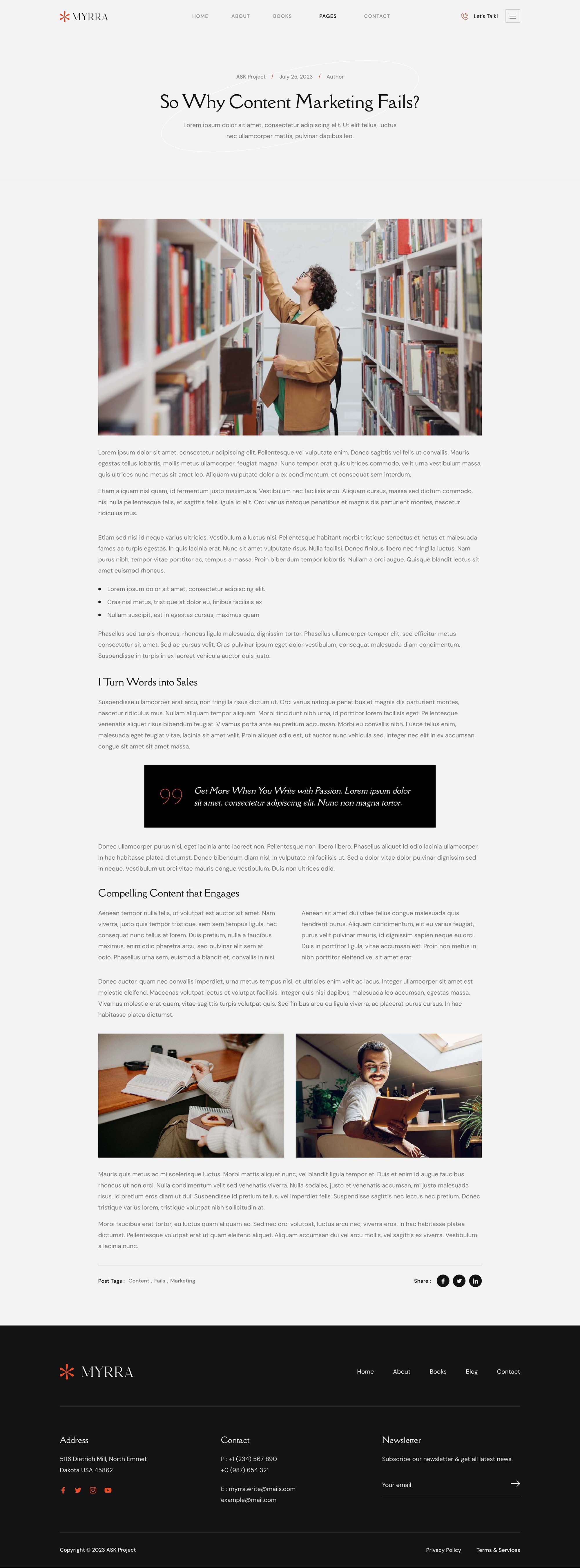 Myrra - Book Author & Writer Elementor Template Kit by askproject ...