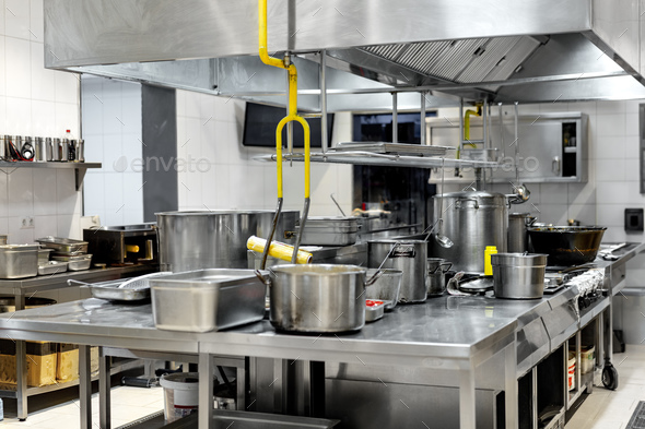Kitchen appliances in professional kitchen in a modern restaurant Stock ...