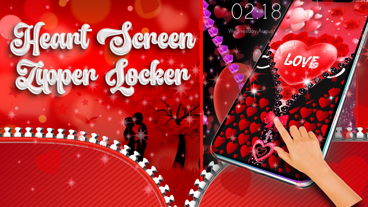 Heart Zipper Lock Screen – Pin Zipper Lock Screen - Screen Lock - Love ...