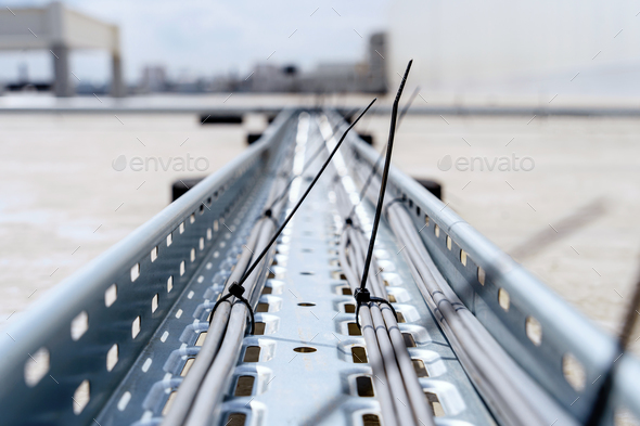 Cable tray for laying and protecting cables and wires Stock Photo by ...