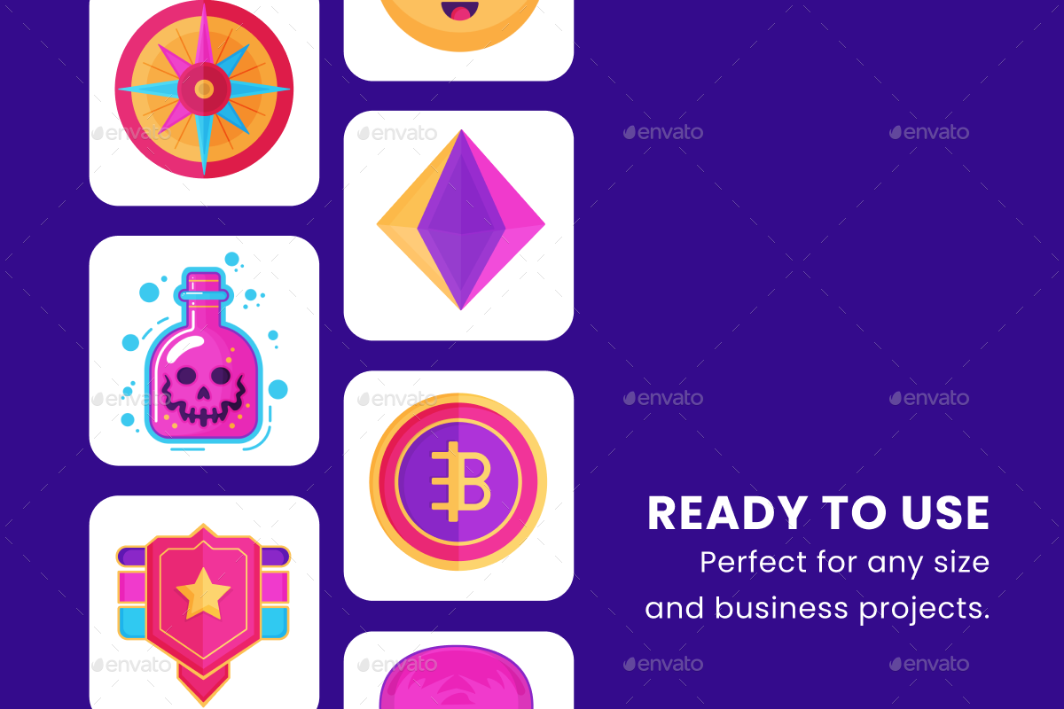 Gaming Asset 2D Icon Illustration Set Vol 2, Graphics | GraphicRiver