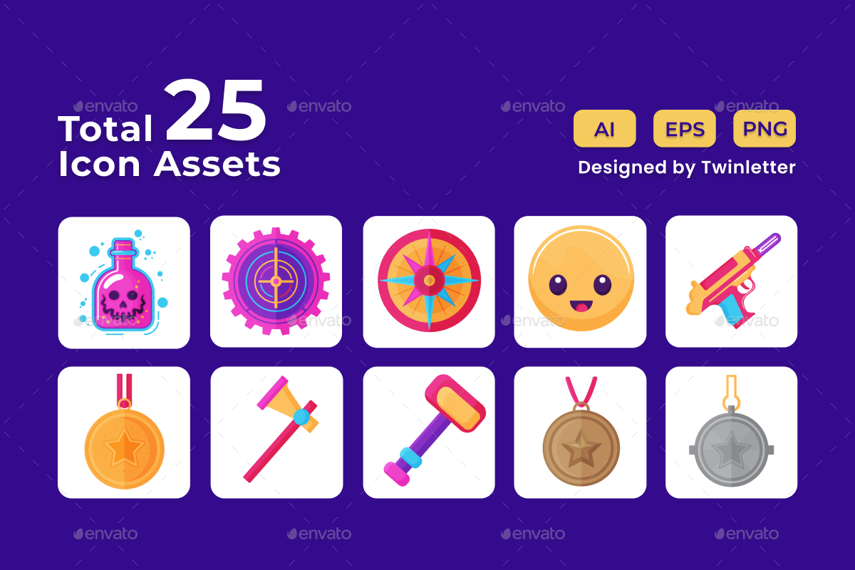 Gaming Asset 2D Icon Illustration Set Vol 2, Graphics | GraphicRiver
