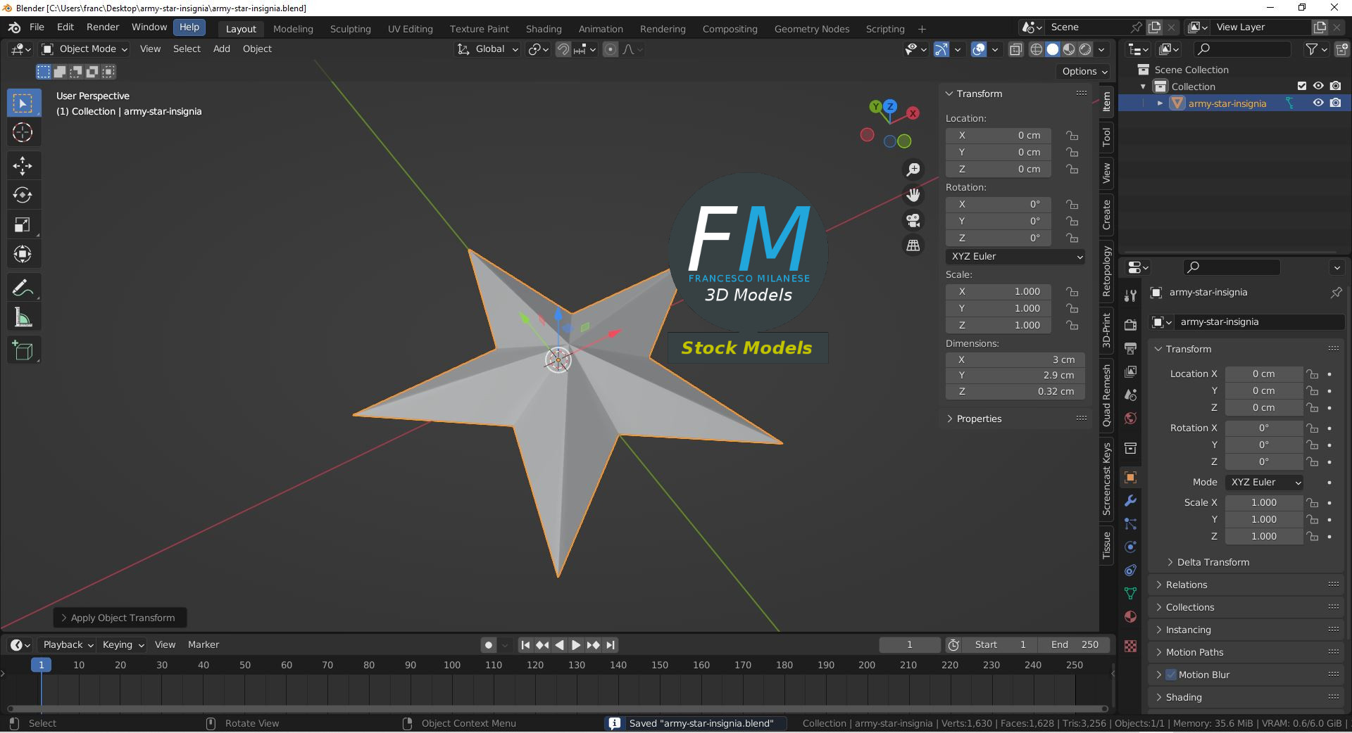 Army star insignia by FrancescoMilanese85 | 3DOcean