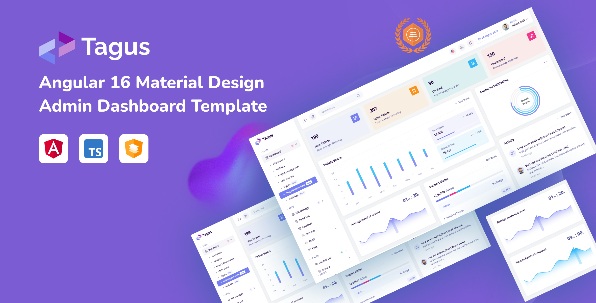 Tagus - Angular 16 Material Design Admin Dashboard Template by EnvyTheme