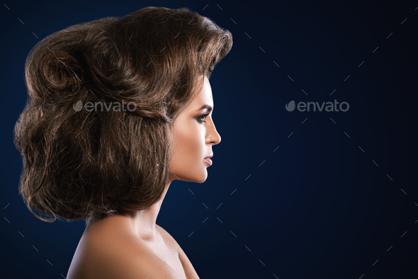 Model with beautiful hairstyle made by professional hairdresser Stock ...