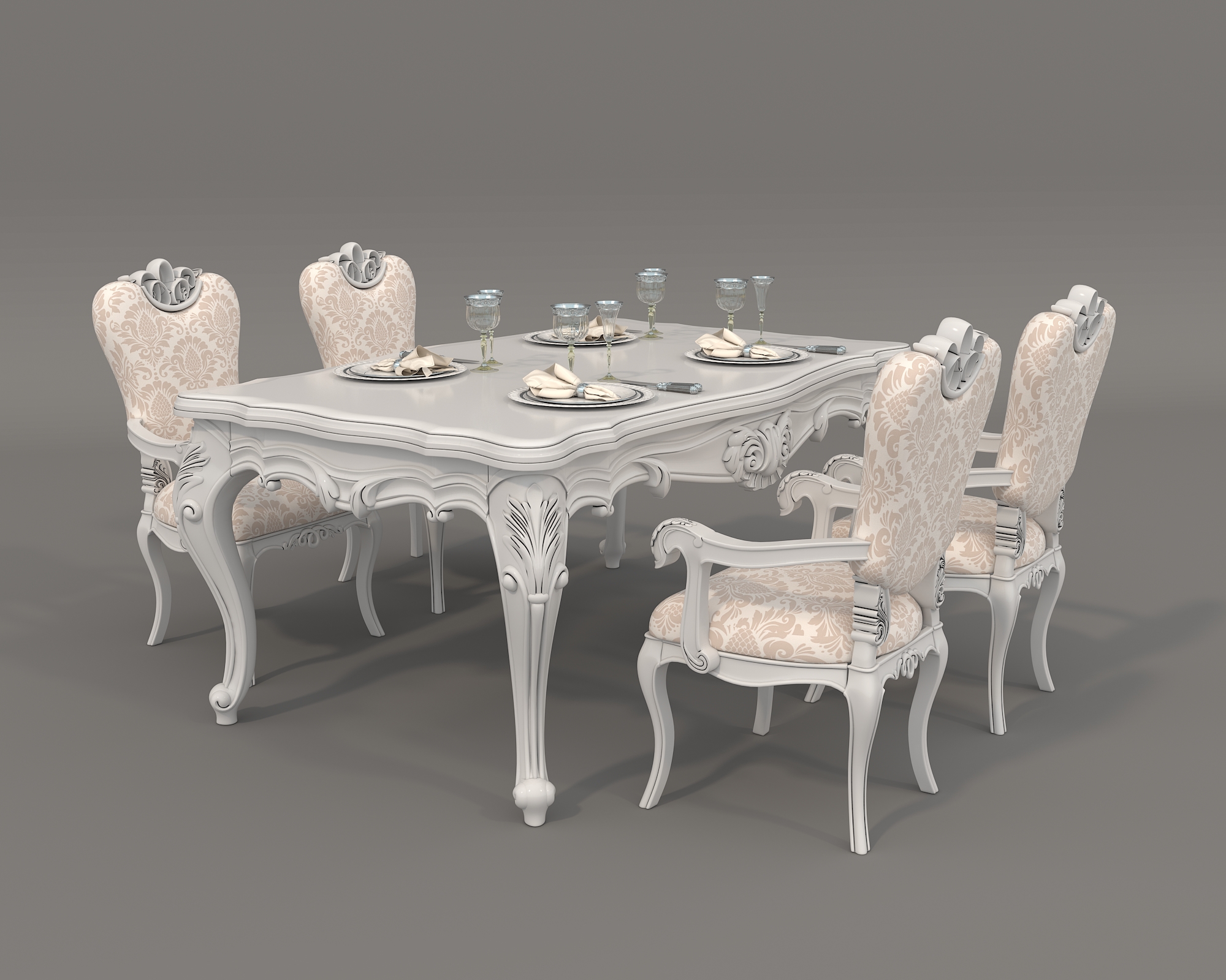 Classic Dining Table and Chairs 24 by nhattuankts | 3DOcean