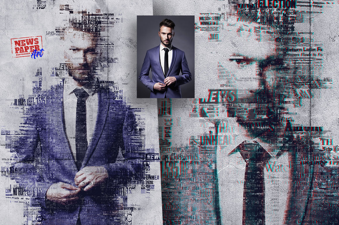 Newspaper Art Photoshop Action, Add-ons | GraphicRiver