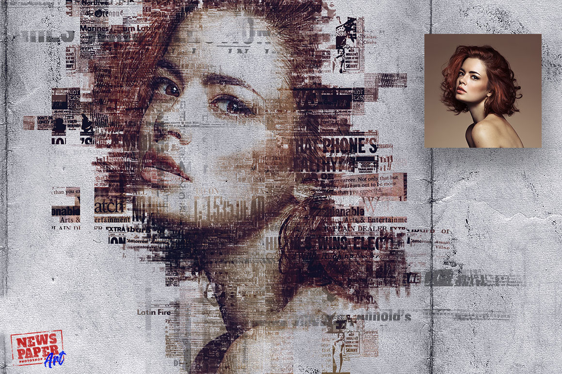Newspaper Art Photoshop Action, Add-ons | GraphicRiver
