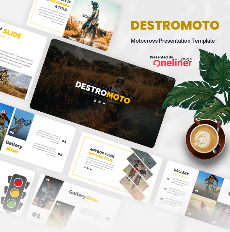 Destromoto - Motocross Powerpoint Template, Presentation Templates