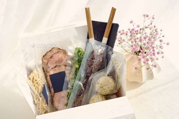 Carton box with different for ramen Stock Photo by ADDICTIVE_STOCK