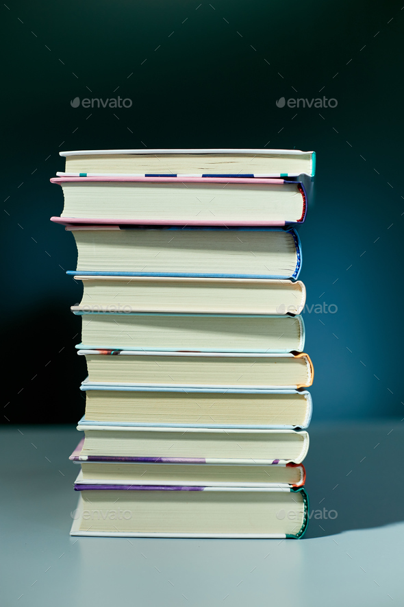 Stack of books on dark backgrounds, World book day Stock Photo by ...