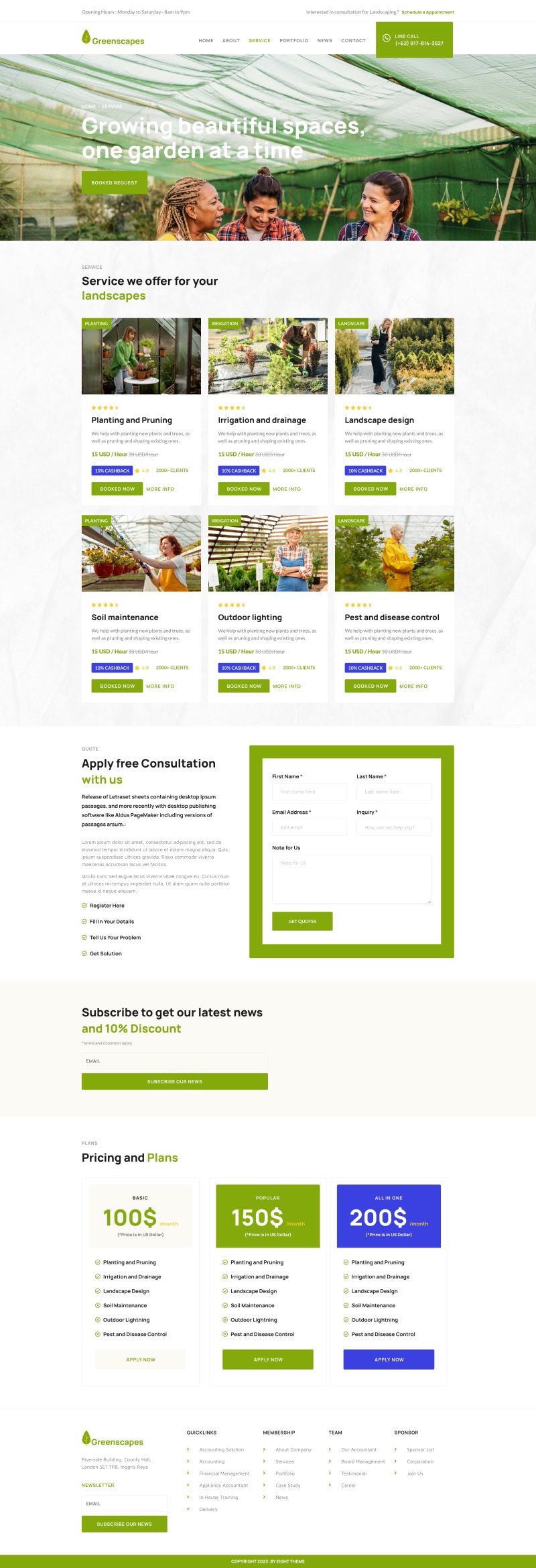 GreenScapes - Garden & Landscape Service Elementor Template Kit by Design_8