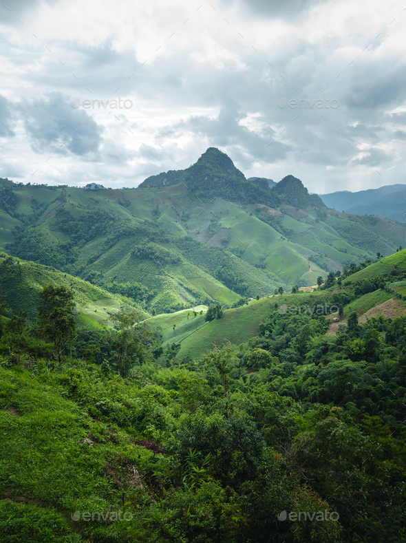 Green mountain scenery,Landscape of green mountains Stock Photo by ...