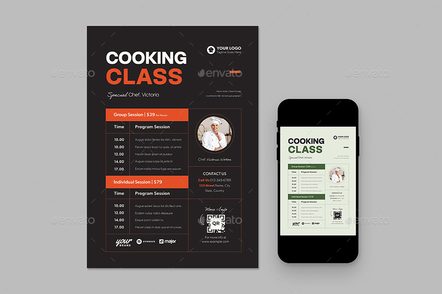 Cooking Class Flyer Template, Print Templates | GraphicRiver