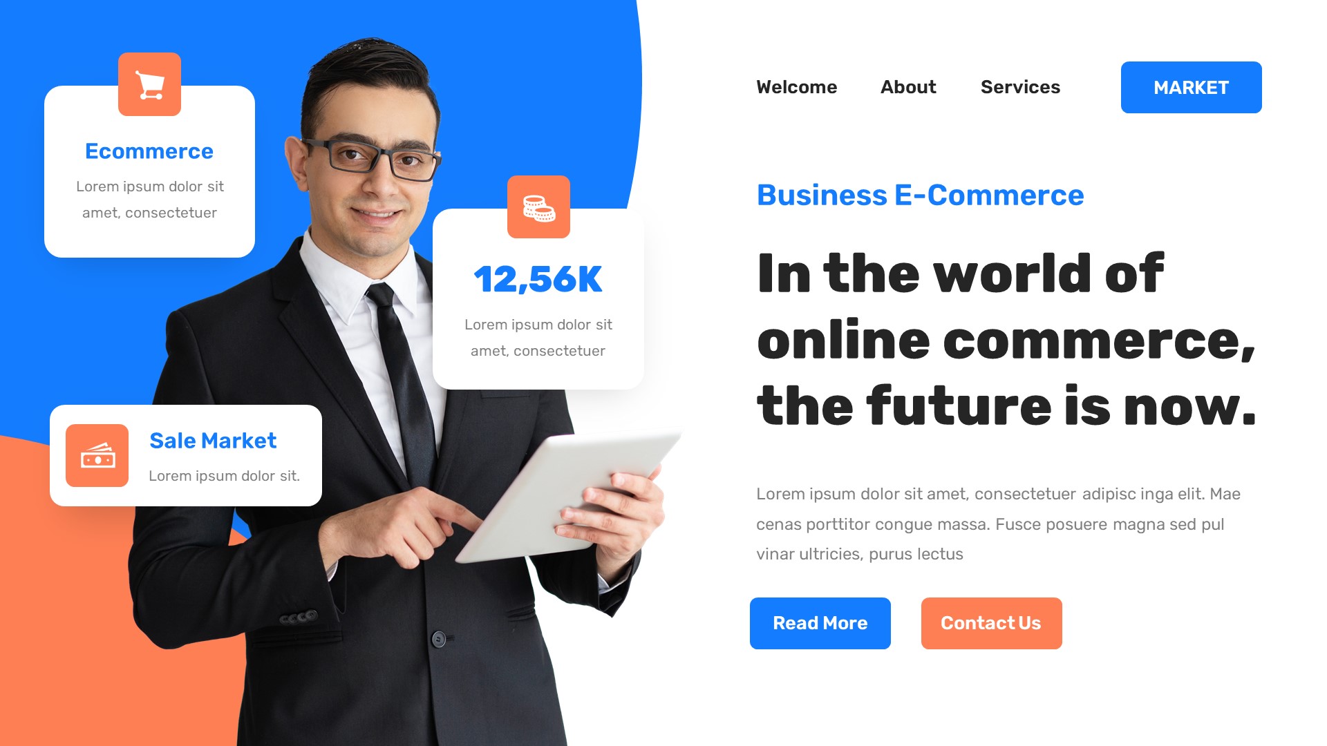 Market - Business E-Commerce Powerpoint Template, Presentation Templates