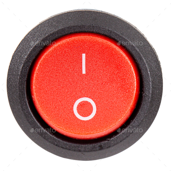 Red power switch, isolated on white background, with clipping path ...