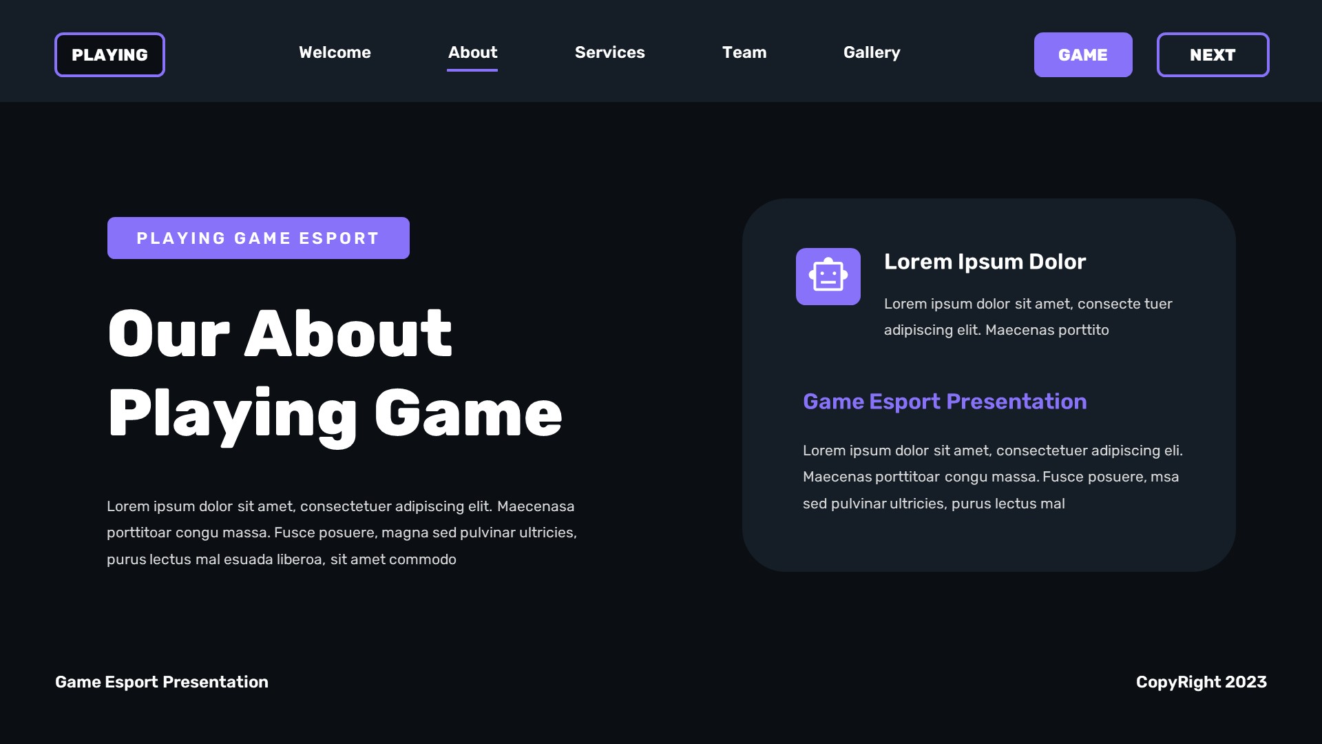 Playing - Game E-Sport Powerpoint Template, Presentation Templates
