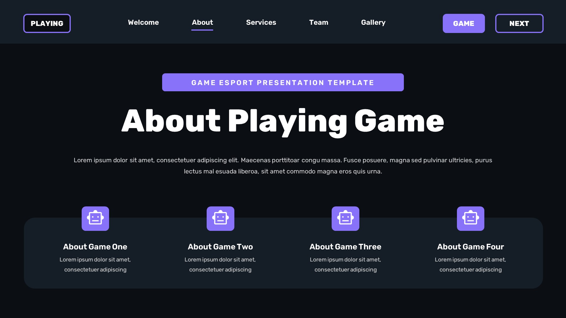 Playing - Game E-Sport Google Slides Template, Presentation Templates