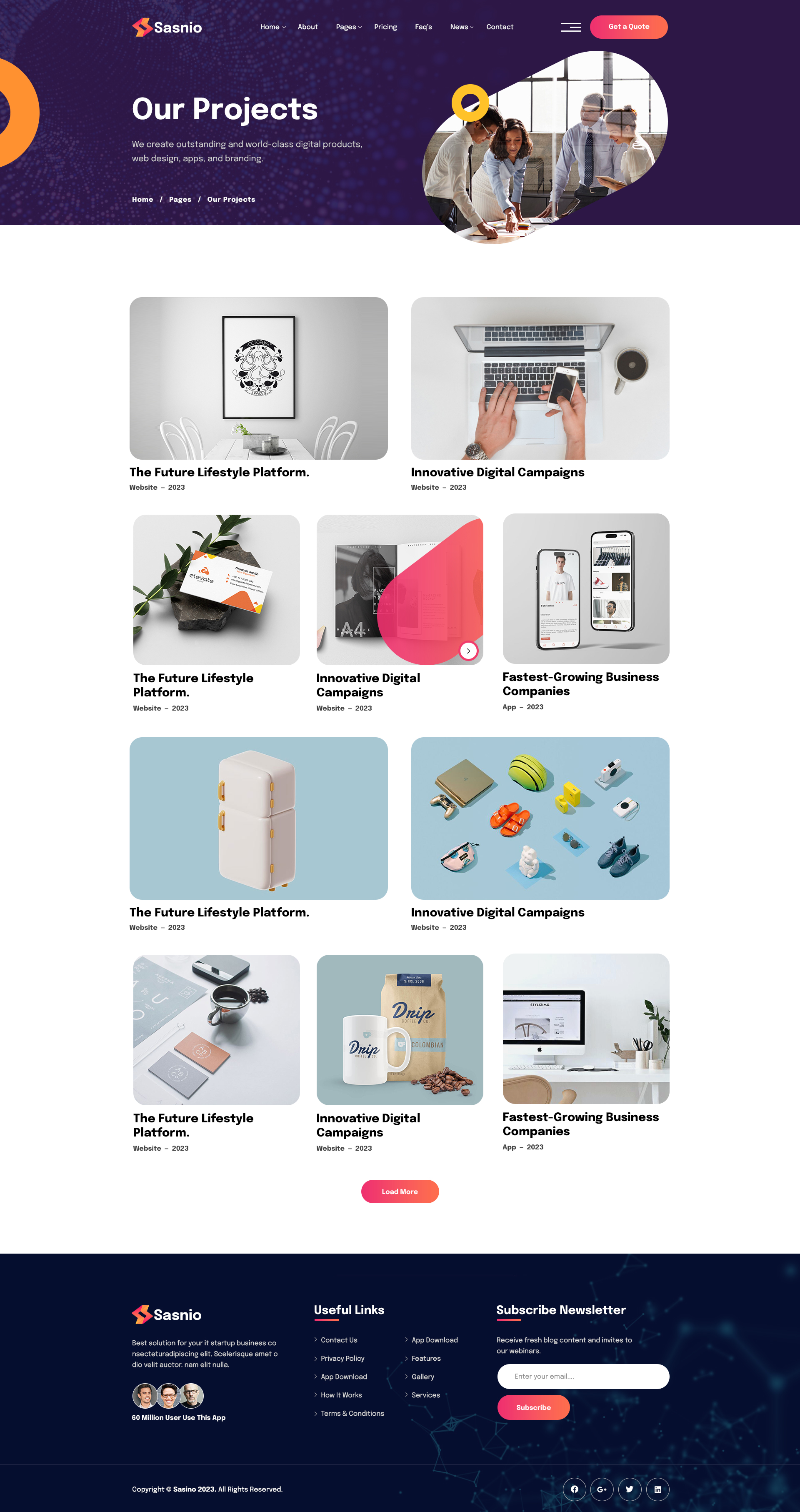 Sasnio | Saas Software Startup & Landing Page Adobe XD Template by ...