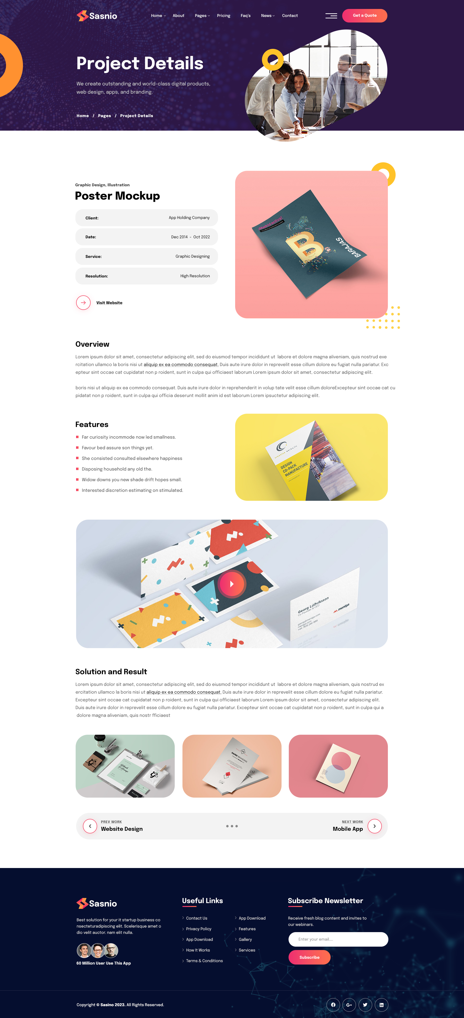 Sasnio | Saas Software Startup & Landing Page Adobe XD Template by ...