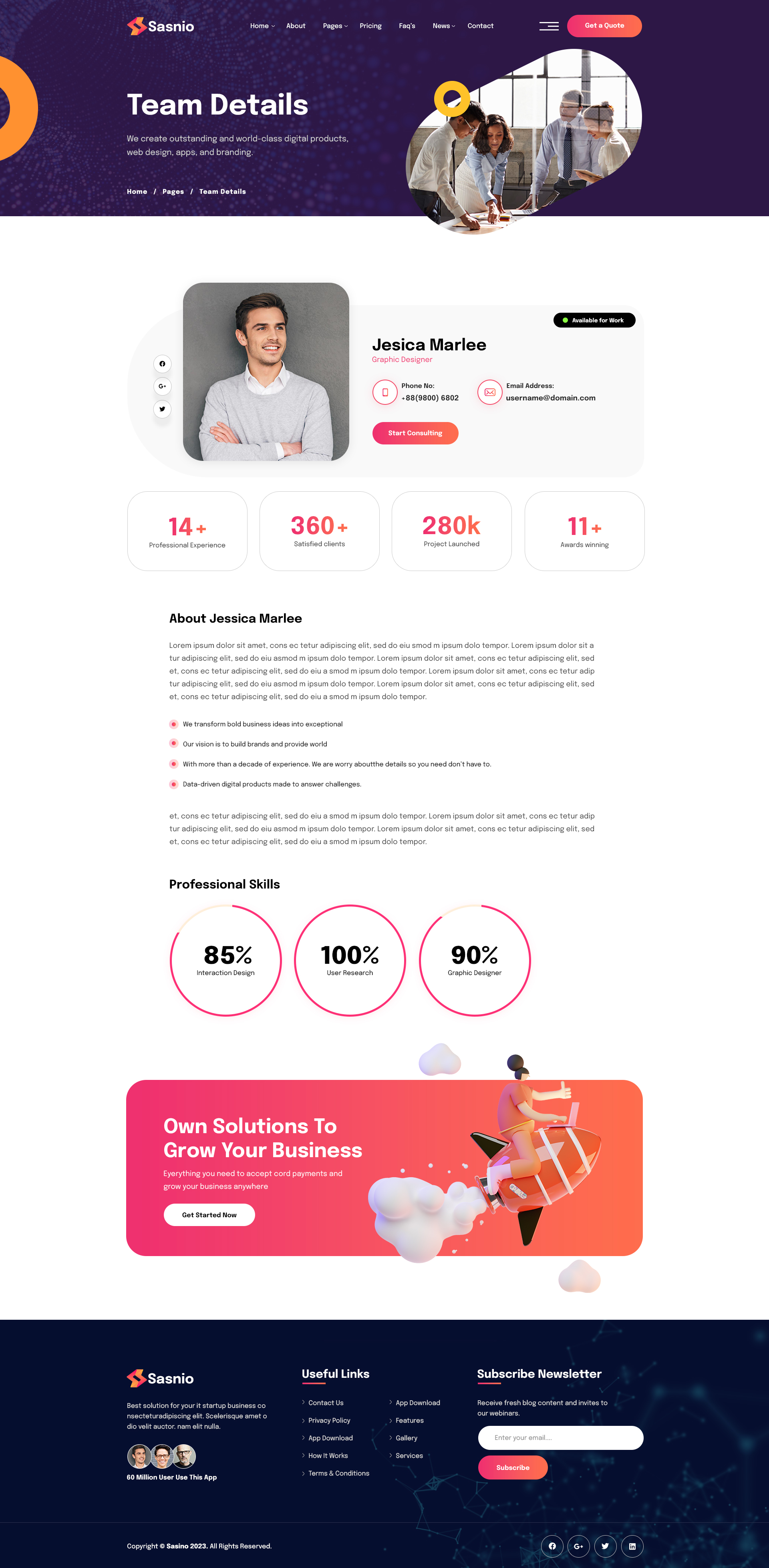 Sasnio | Saas Software Startup & Landing Page Adobe XD Template by ...