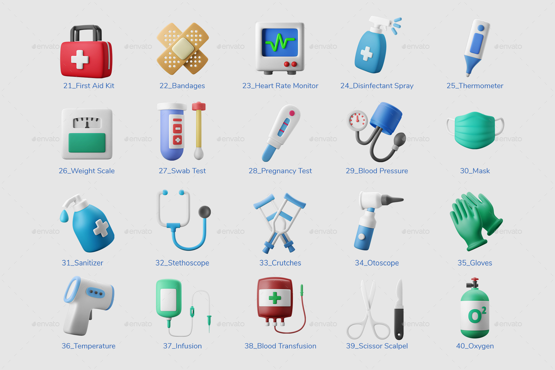 3D Icons Pack - Medical - Vol.02-Tools & Equipment, Icons | GraphicRiver