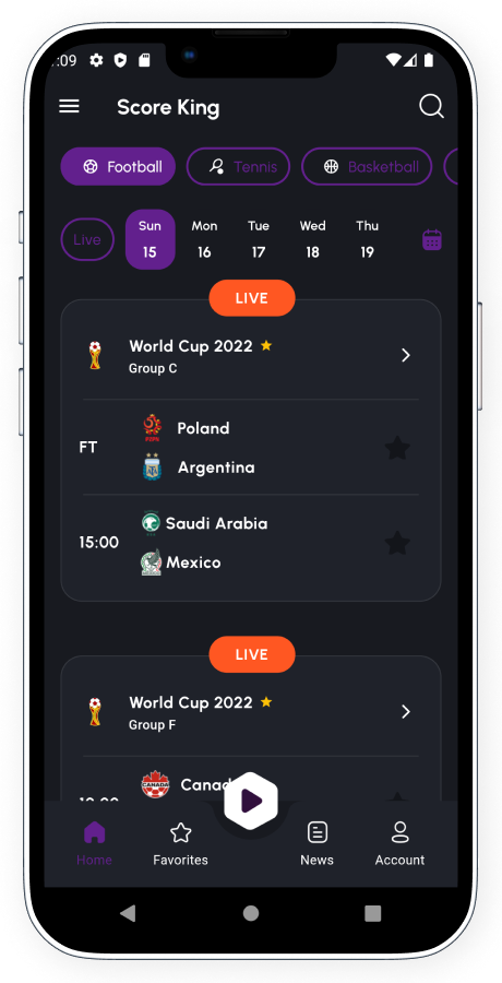 Score King - Football & Sport Tournament | Soccer | Live Score | Online ...
