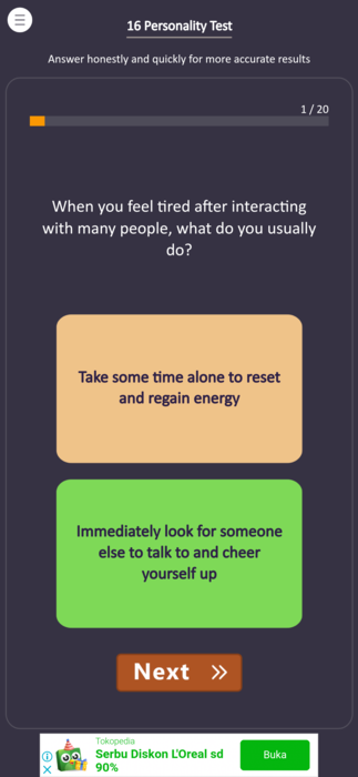 16 Personality Types Test (Construct 3 | HTML5) by FALCONAPP | CodeCanyon