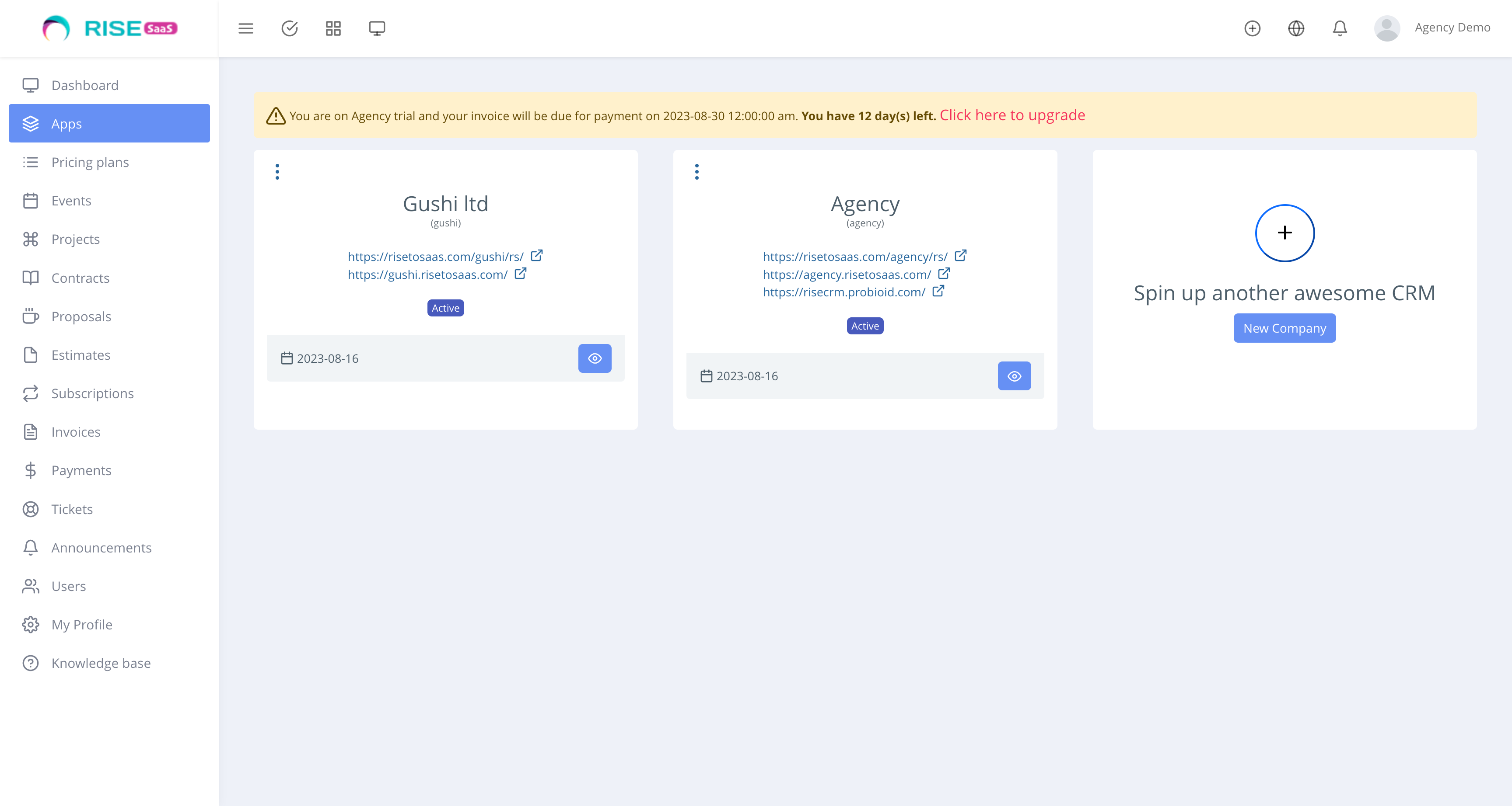 RISE CRM SaaS Plugin - Transform Your RISE CRM into a Powerful Multi-Tenancy Solution by ulutfa