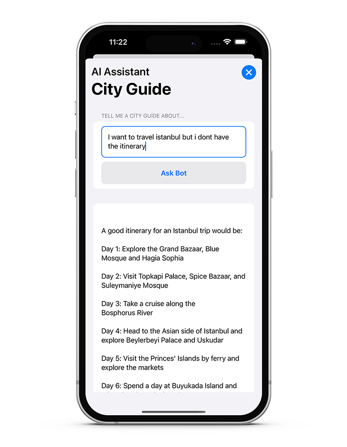 AI City Guide - AI Assistant - SwiftUI iOS Full Application by pavlistudio