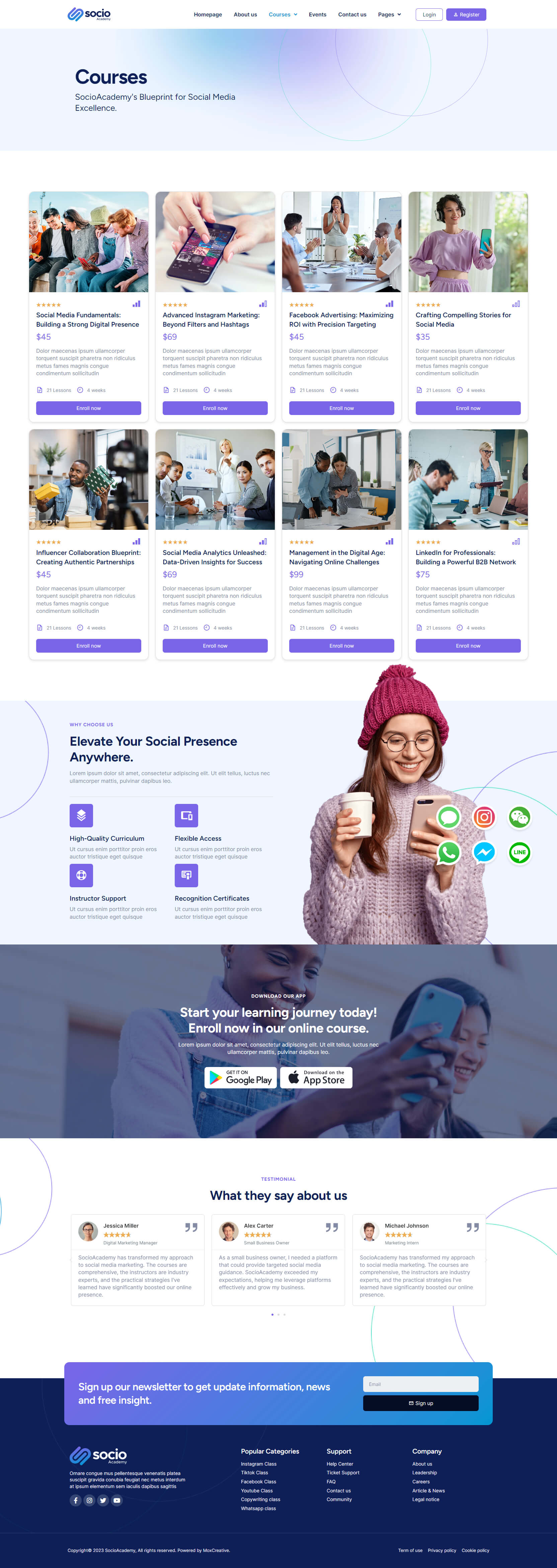 SocioAcademy - Social Media Management Course Elementor Template Kit by ...