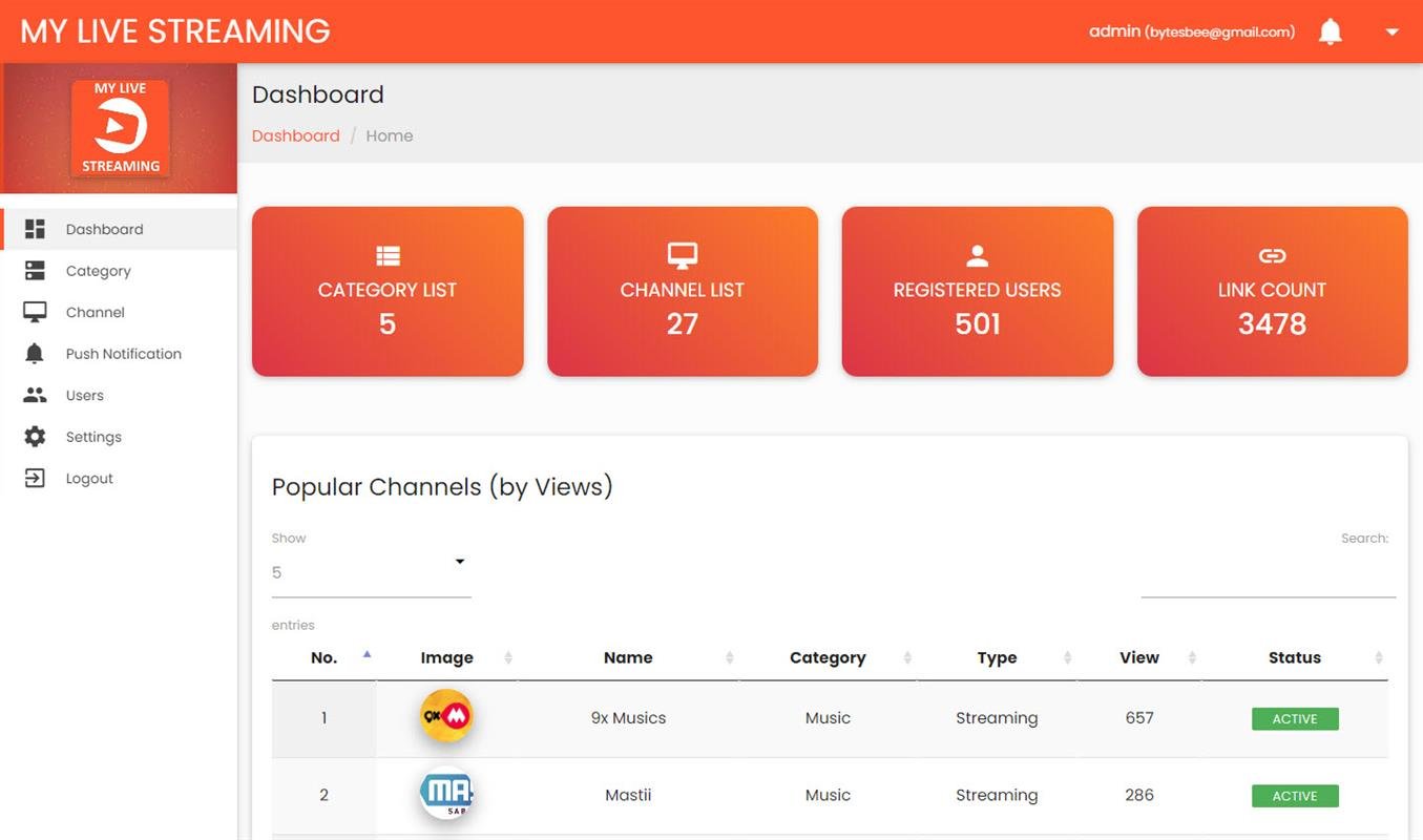 My Streaming Android App With Admin Panel Android 14 Support By Bytesbee