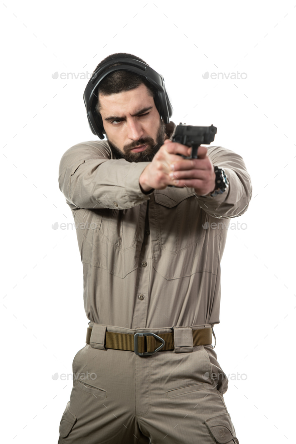 Soldiers With Gun on a White Background Stock Photo by wirestock ...