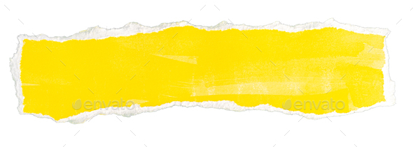 Ripped yellow paper note message isolated on white background Stock ...