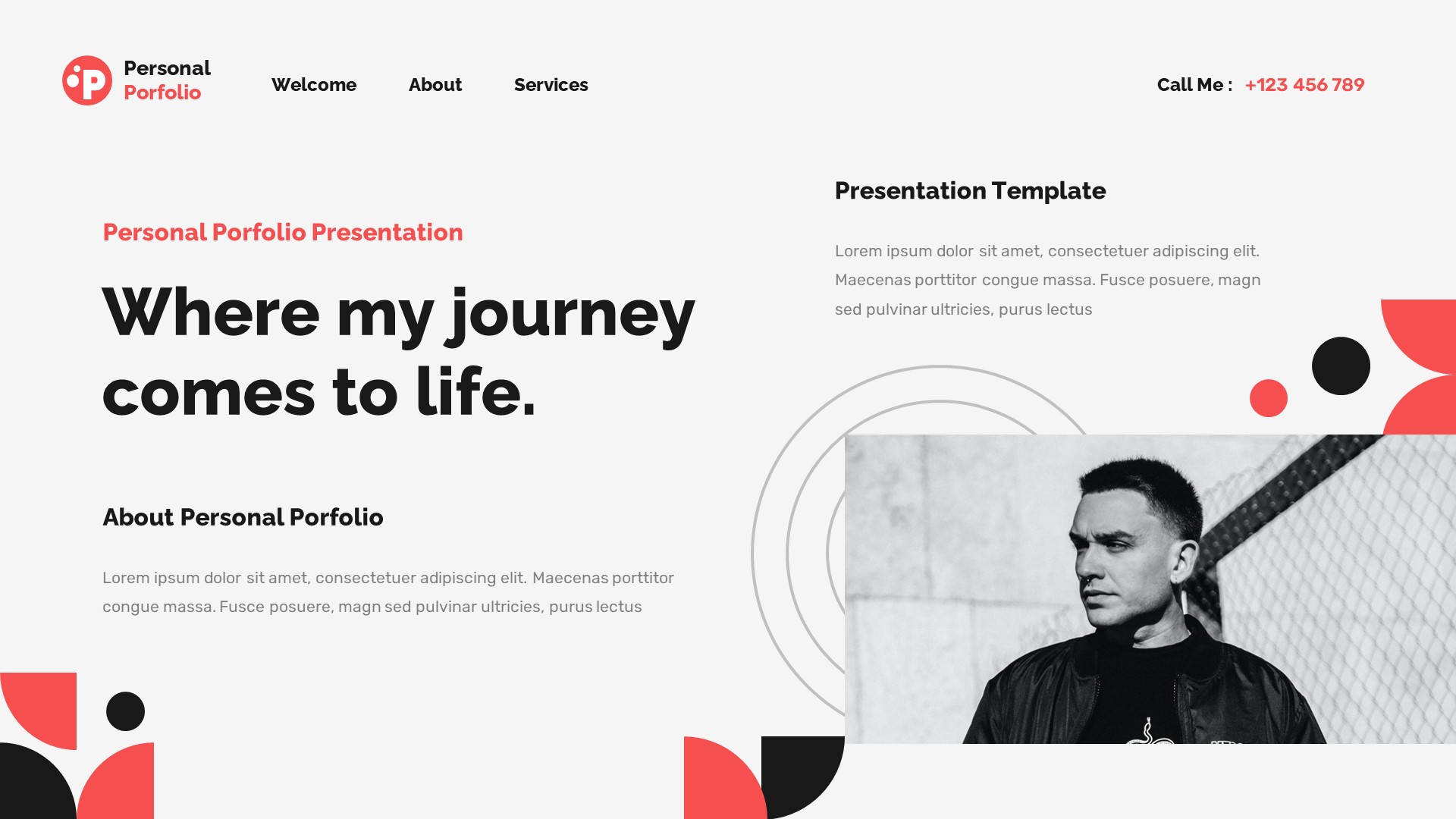 Creative Personal Porfolio Powerpoint Template, Presentation Templates