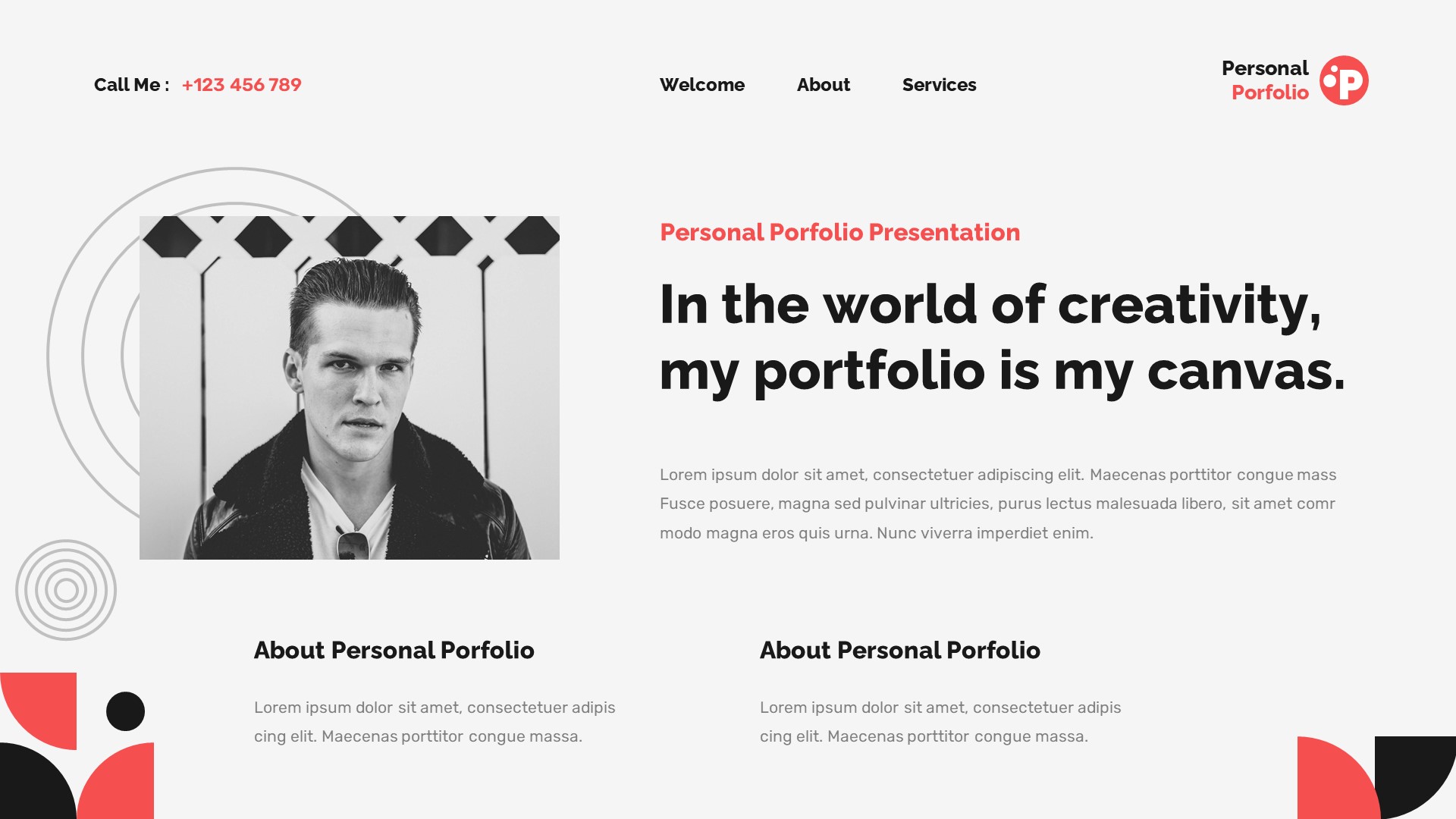 Creative Personal Porfolio Powerpoint Template, Presentation Templates