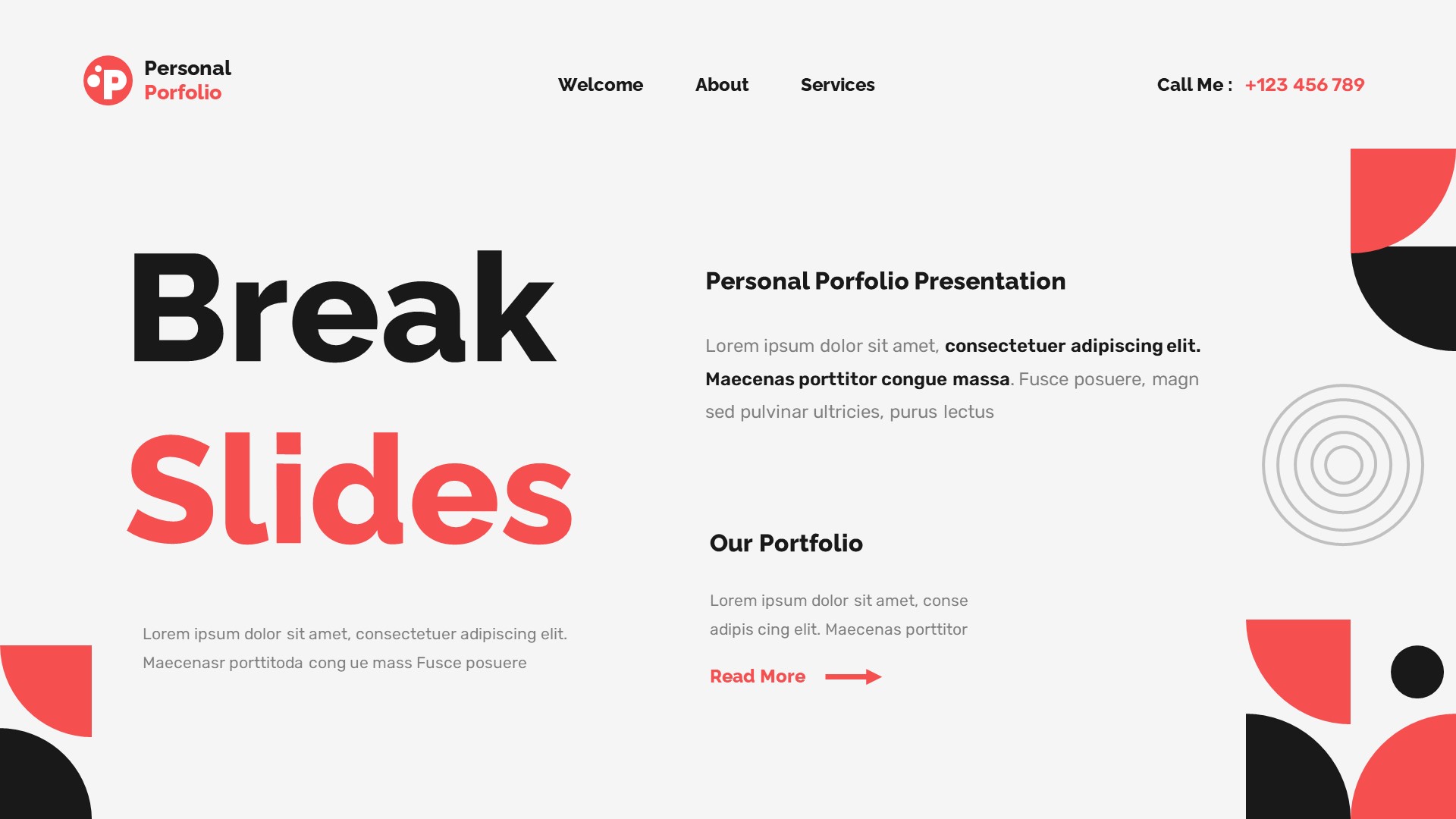 Creative Personal Porfolio Google Slides Template, Presentation Templates