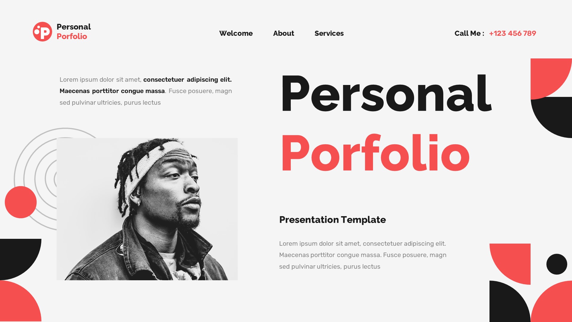 Creative Personal Porfolio Google Slides Template, Presentation Templates