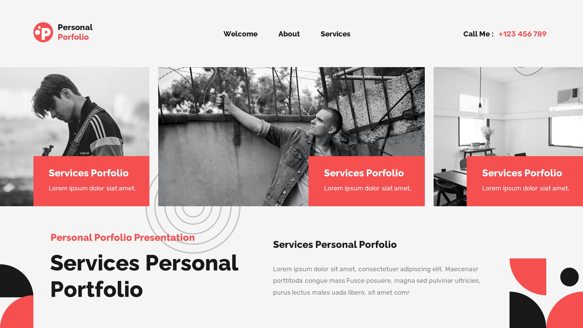 Creative Personal Porfolio Google Slides Template, Presentation Templates