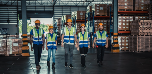 Diverse warehouse team create empowerment, confidence. Collaboration ...