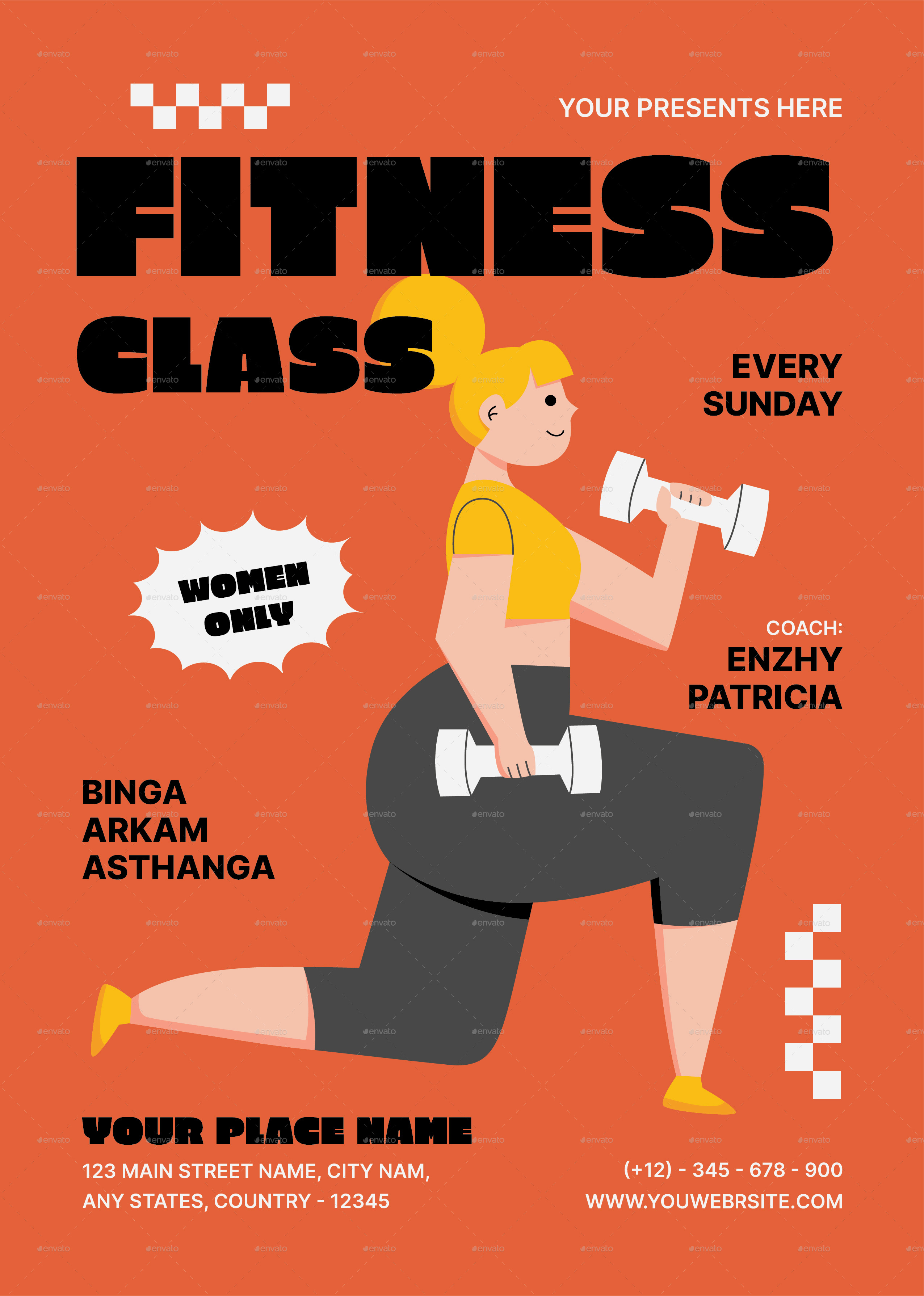 Creative Fitness Class Flyer, Print Templates | GraphicRiver
